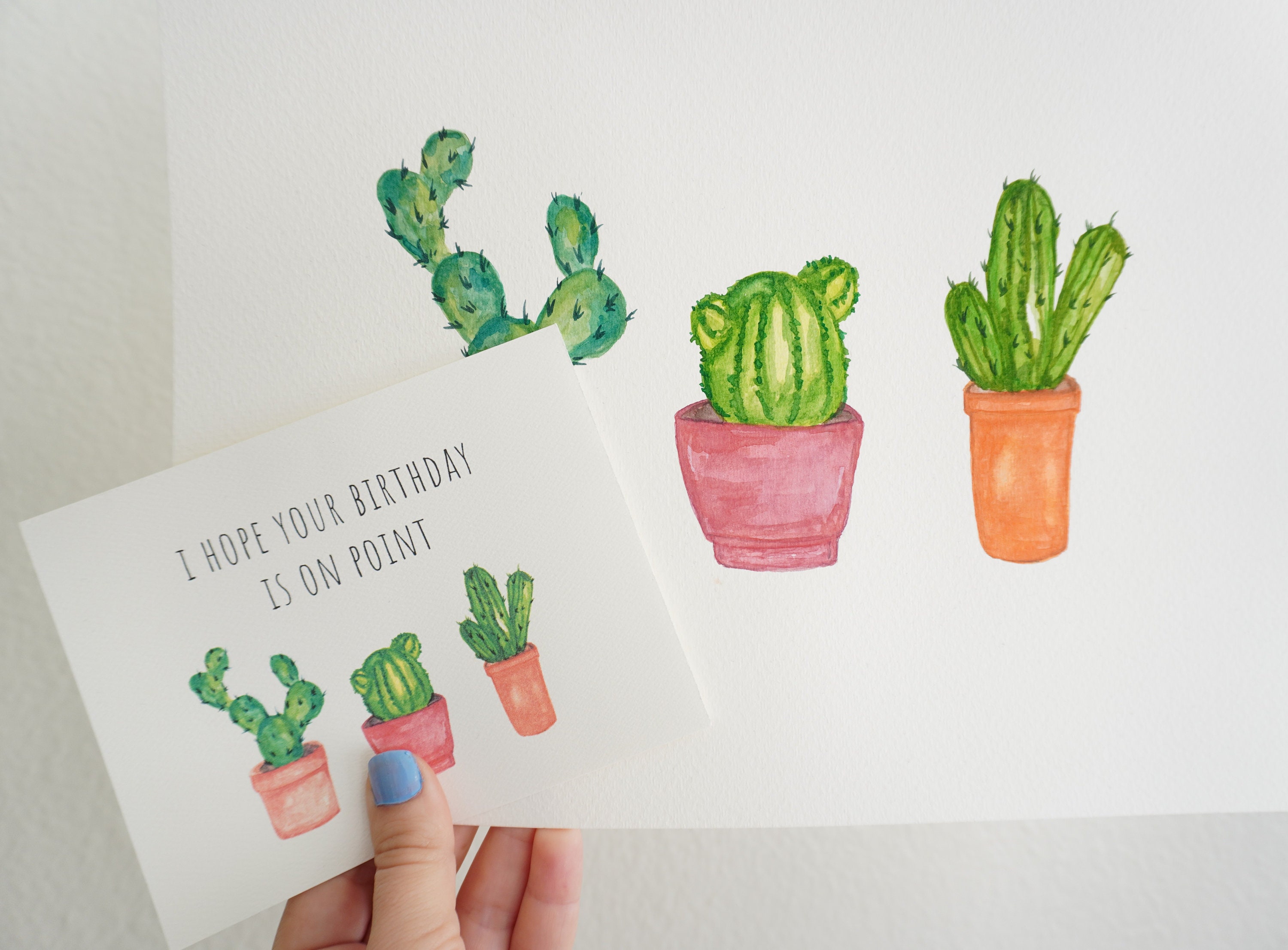 Funny Cactus Watercolor Birthday Cards hope Your | Etsy