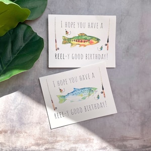 Funny Fishing Birthday Card: Watercolor Fish Design, Gift for Angler ...