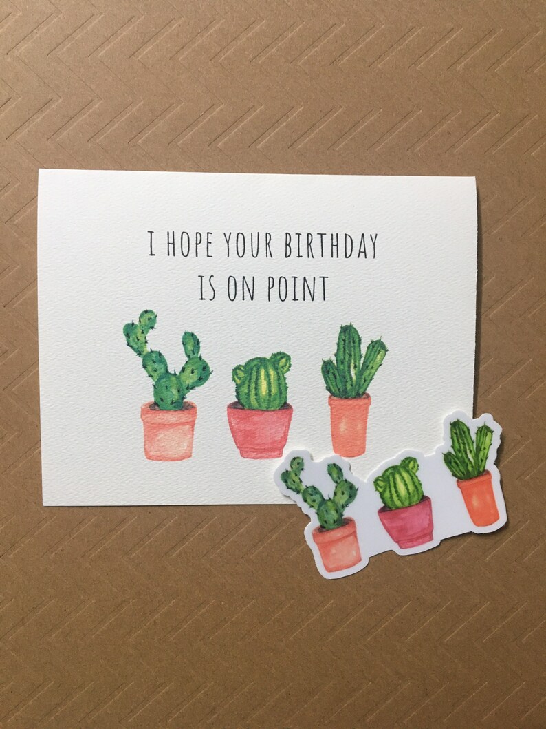 Funny Cactus Watercolor Birthday Cards hope Your - Etsy