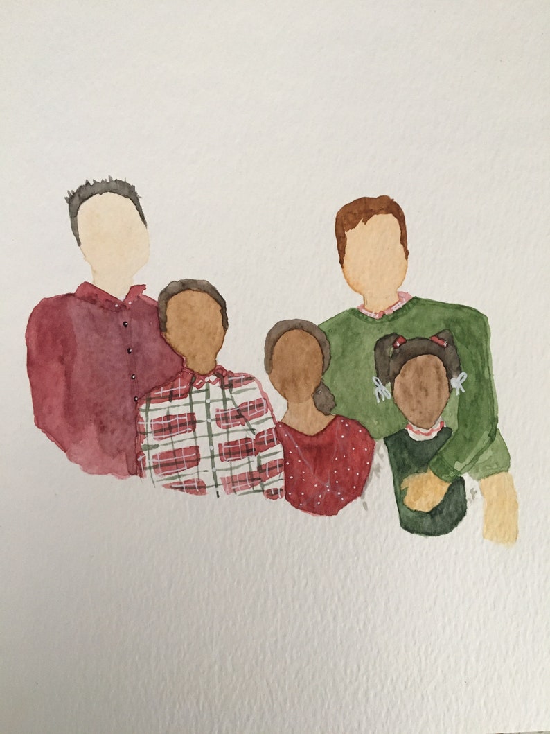 Personalized Watercolor Painted Portraits | Couples, Newlyweds, Family ...
