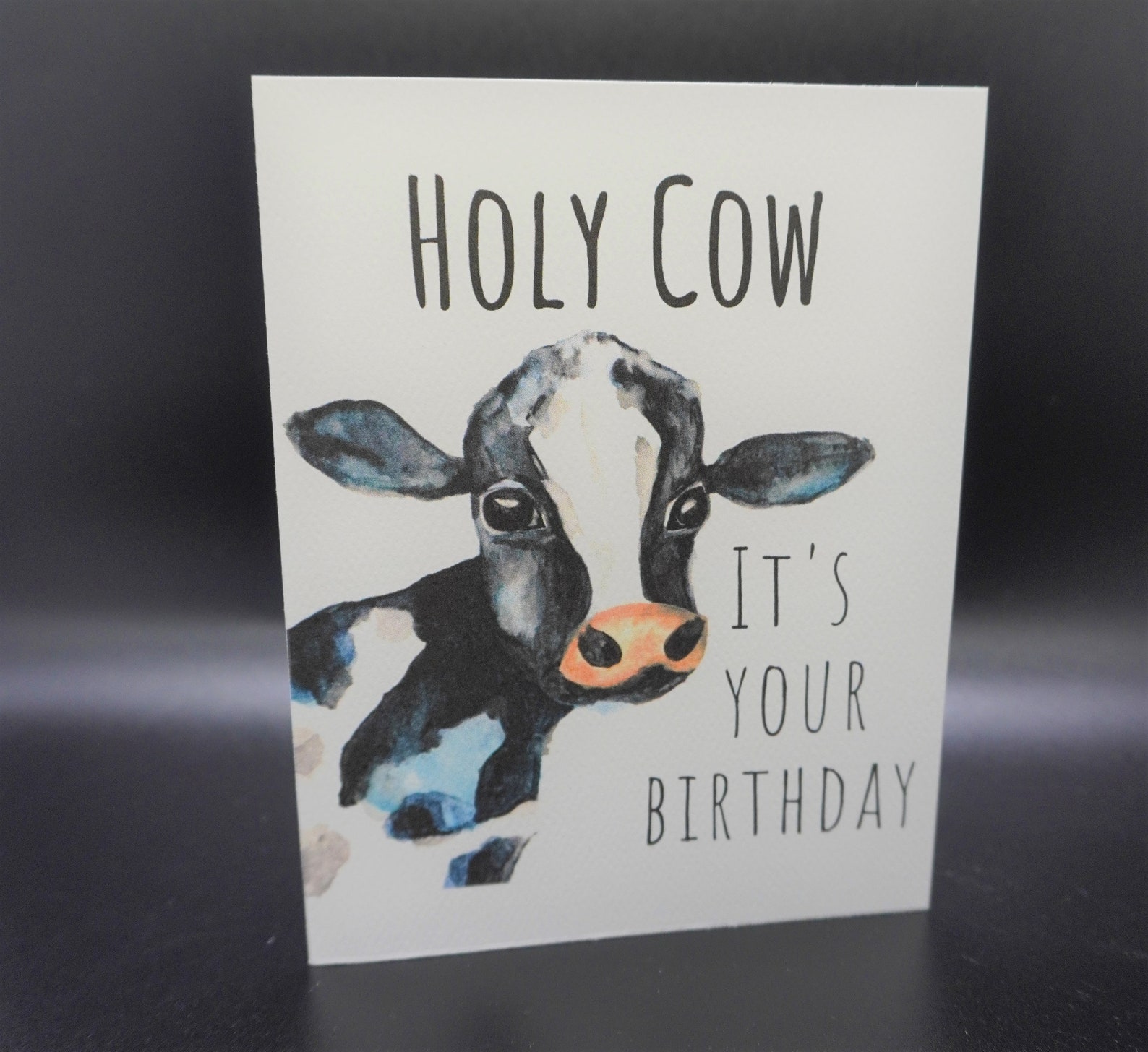 Holy Cow birthday card Funny Personalized watercolor dairy | Etsy