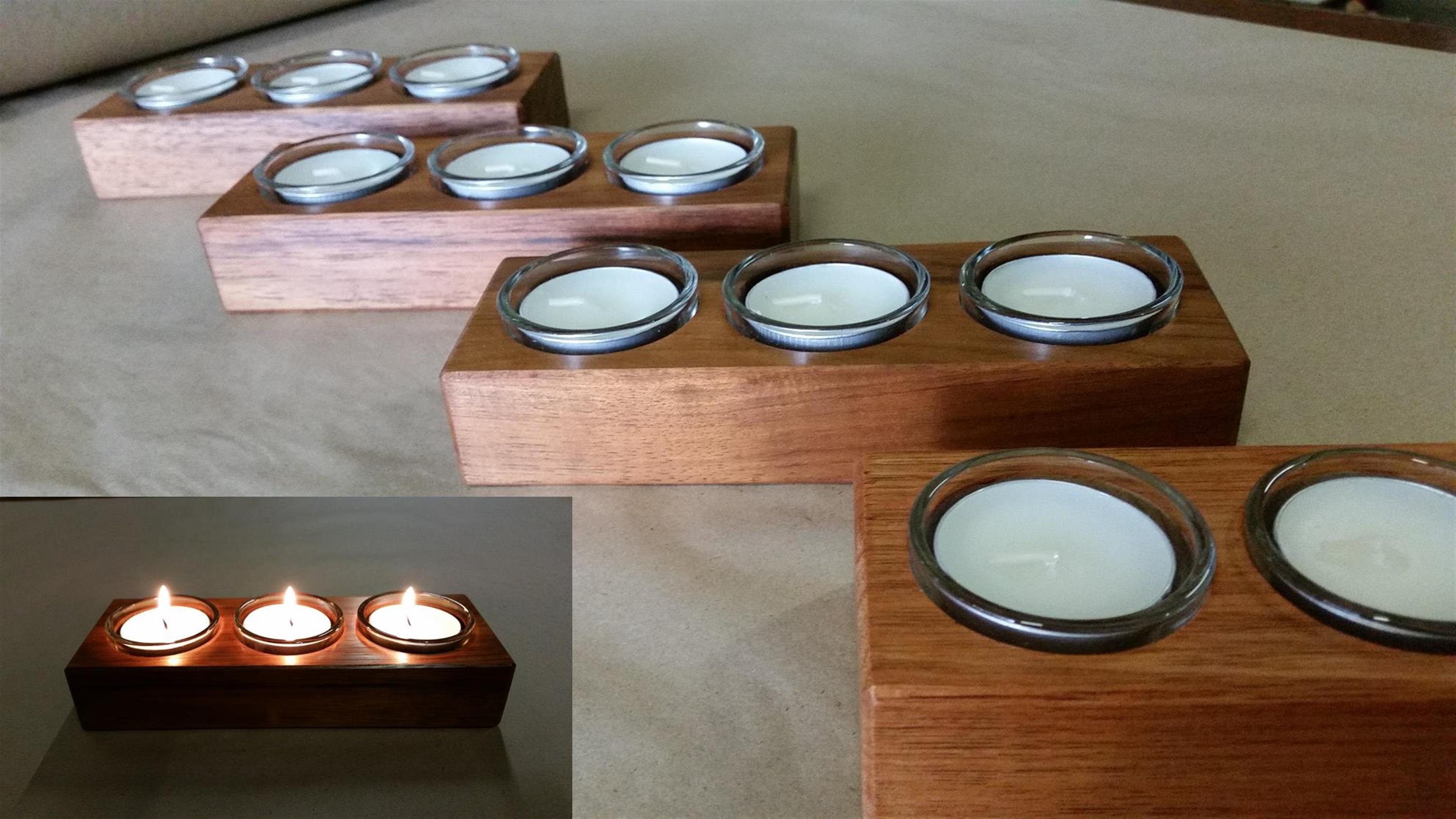Tealight Candle Holder Tasmanian Oak With 3 Glass Inserts - Etsy Australia