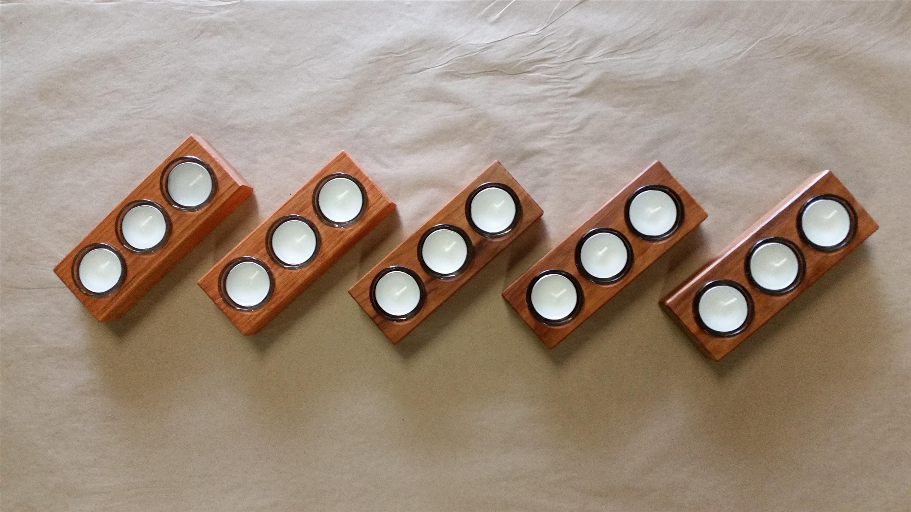Tealight Candle Holder Tasmanian Oak With 3 Glass Inserts - Etsy Australia