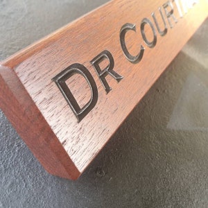 Desk Name Plaque Reclaimed Jarrah Timber Quality Deep Cut CNC Routed ...