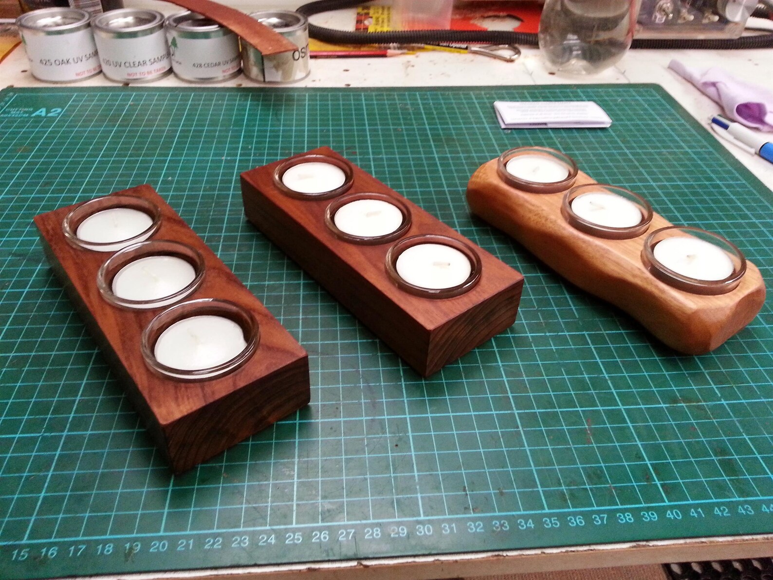 Tealight Candle Holder Tasmanian Oak With Glass Inserts - Etsy Australia