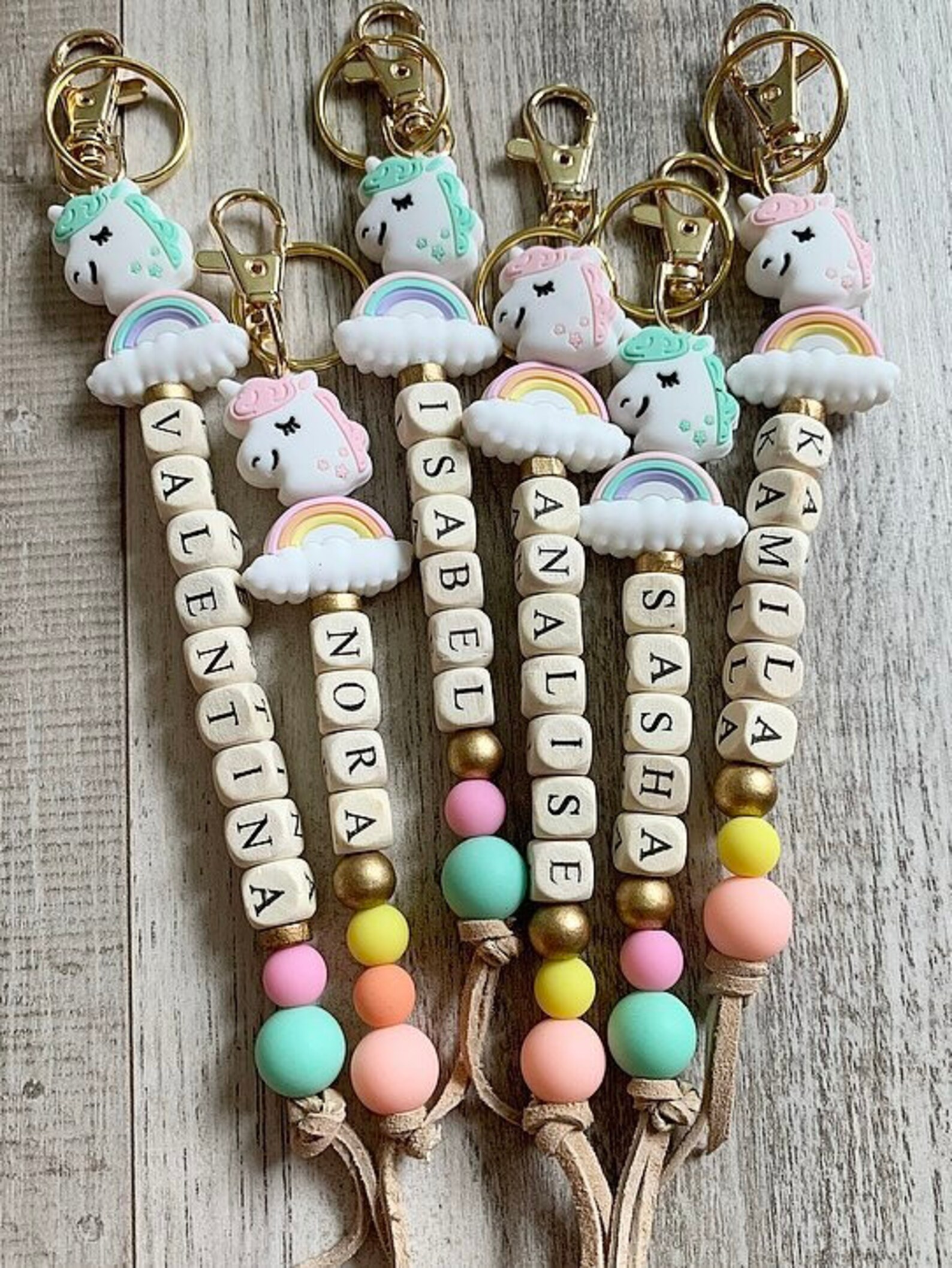 Unicorn Rainbow Personalized Keychain Back Pack Tassel - Etsy