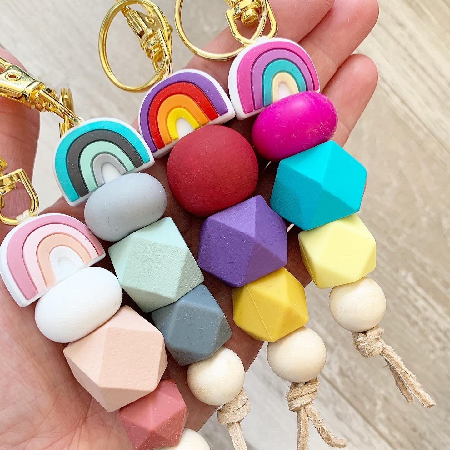 Rainbow Keychain Muted Rainbow Boho Rainbow Neutral Blush | Etsy