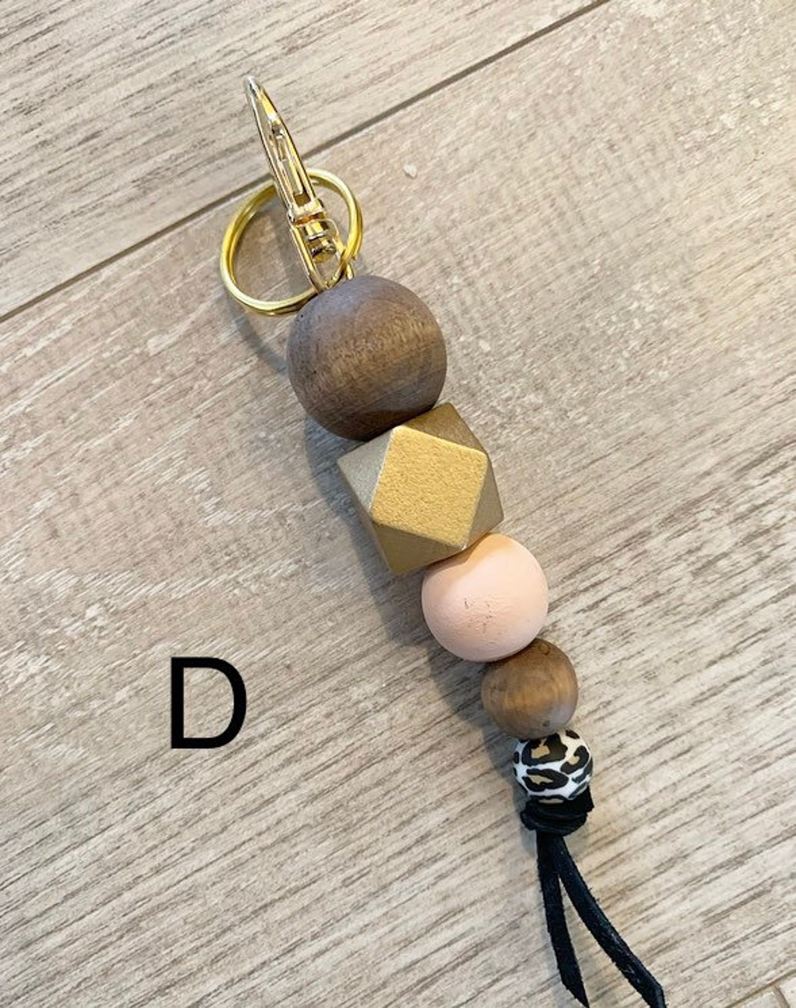 Boho Keychains Wooden Keychain Cheetah Bead Leopard Bead - Etsy