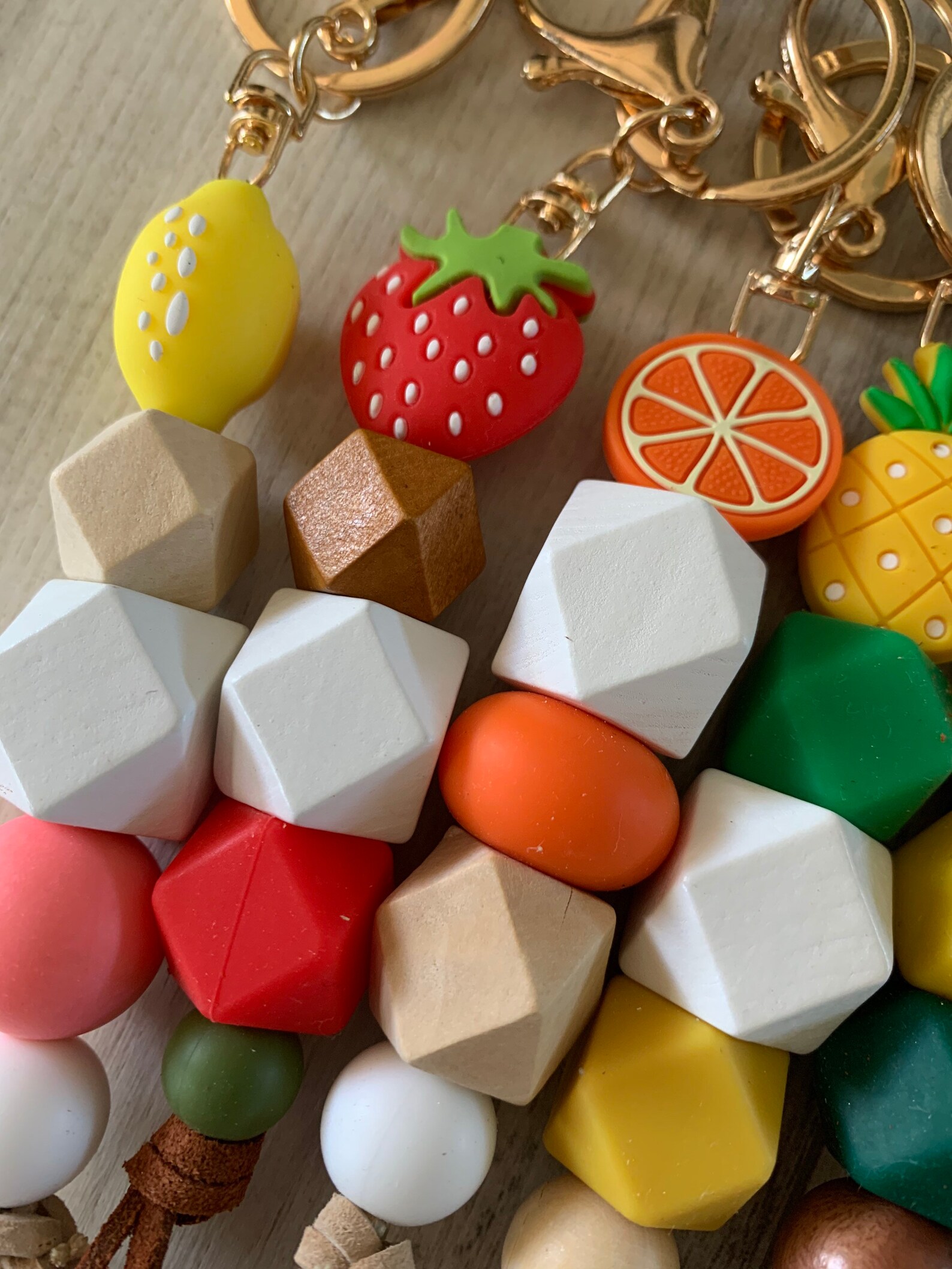 Fruit Keychain Pink Lemonade Watermelon Avocado Orange Bead - Etsy