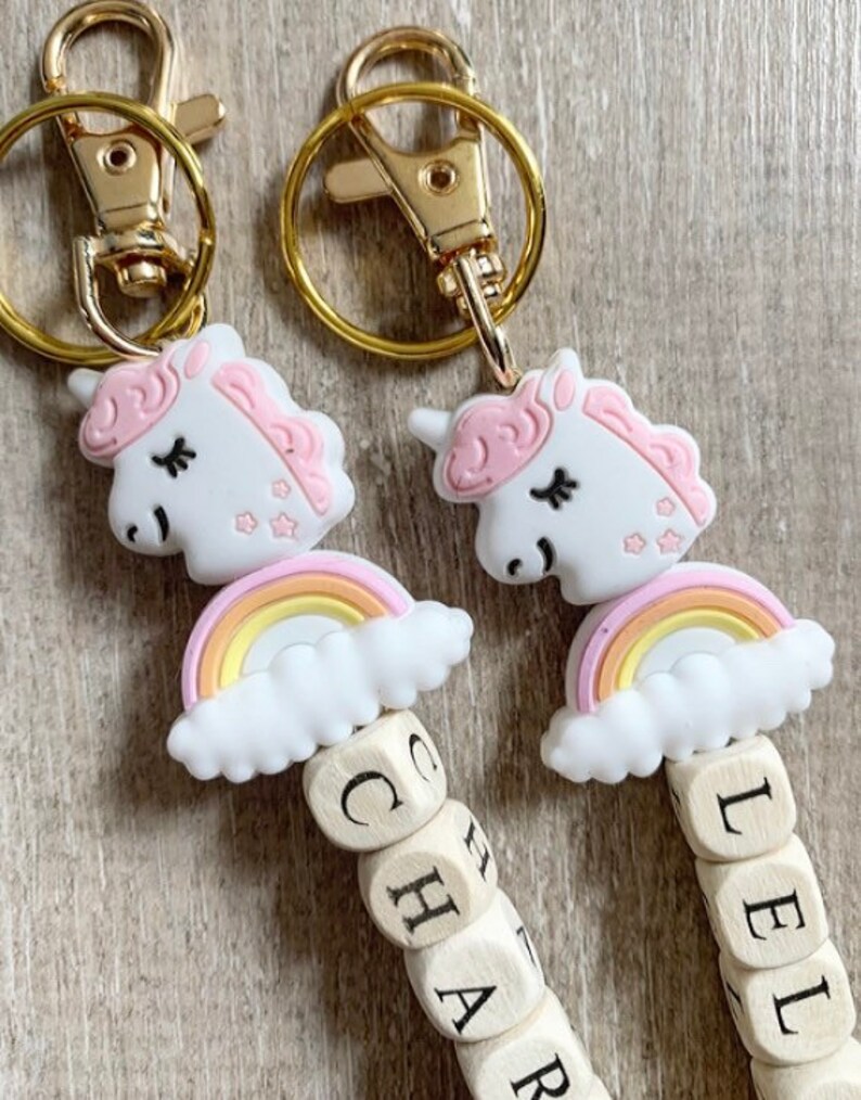 Unicorn Rainbow Personalized Keychain Back Pack Tassel - Etsy