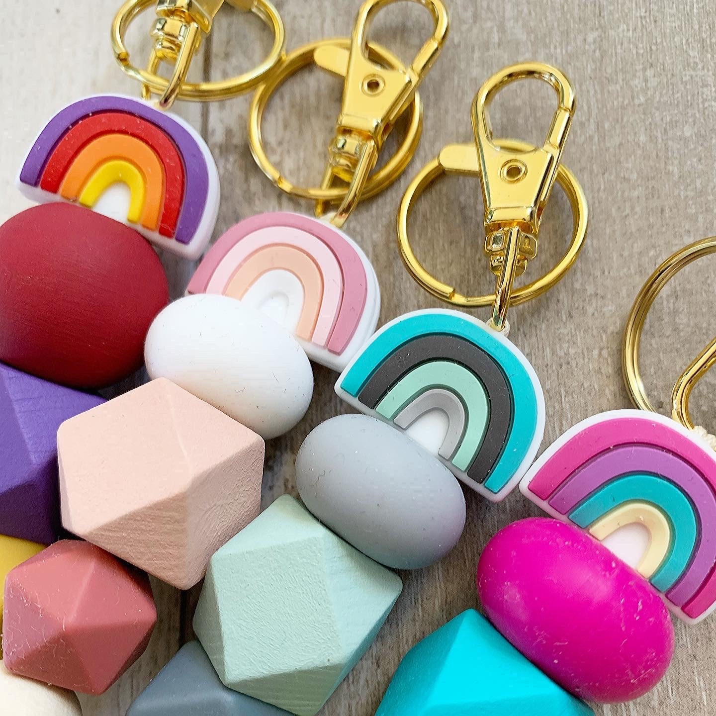 Rainbow Keychain Muted Rainbow Boho Rainbow Neutral Blush - Etsy