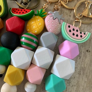 Fruit Keychain Pink Lemonade Watermelon Avocado Orange Bead - Etsy