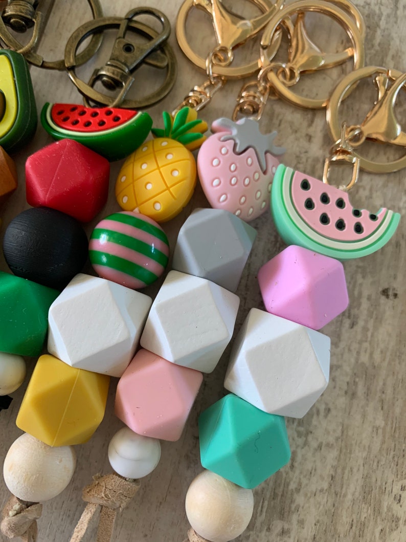 Fruit Keychain Pink Lemonade Watermelon Avocado Orange Bead - Etsy
