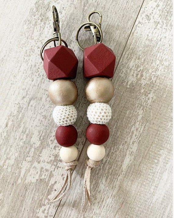 CMU gold crochet keychain hand made keychain crochet beads | Etsy