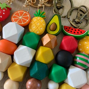 Fruit Keychain Pink Lemonade Watermelon Avocado Orange Bead - Etsy
