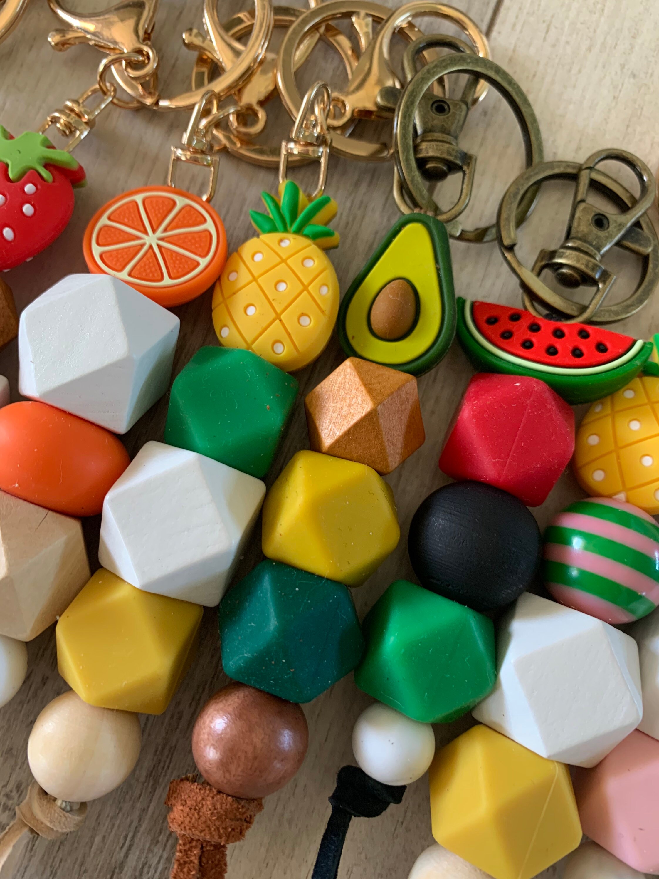 Fruit Keychain Pink Lemonade Watermelon Avocado Orange Bead - Etsy
