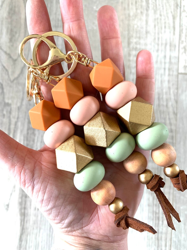 Terra Cotta Sage Keychain Handmade Keychain Beaded Keychain | Etsy