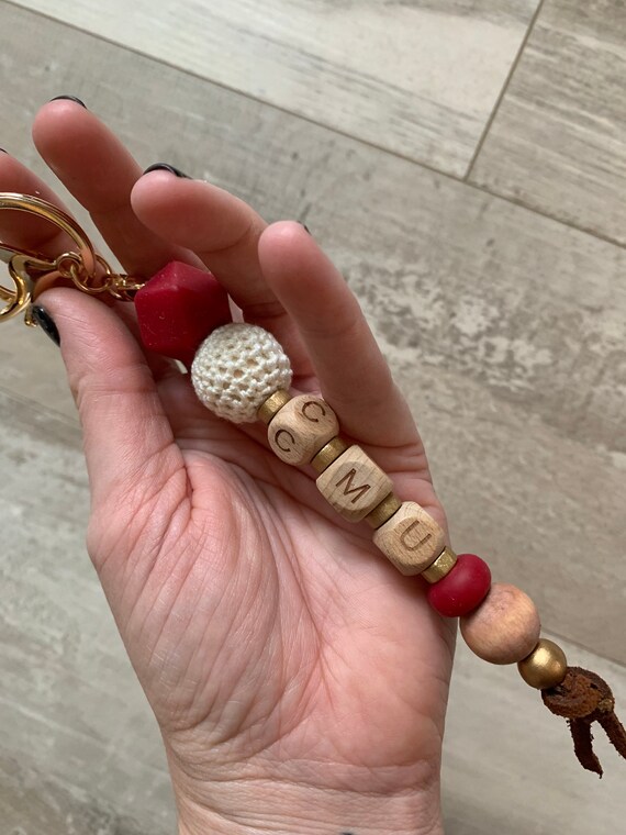 CMU Gold Crochet Keychain Hand Made Keychain Crochet Beads - Etsy