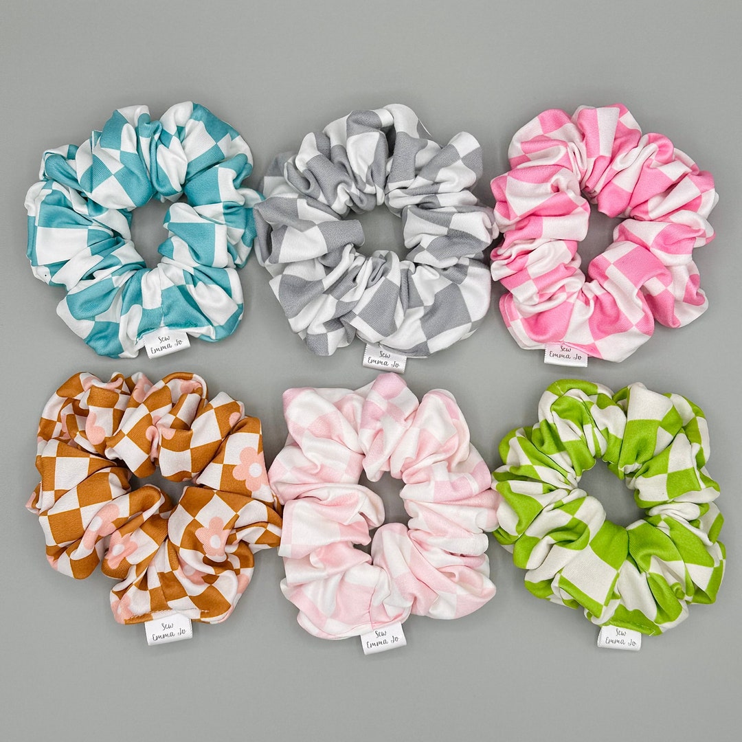 Checkered Scrunchies, Retro Checkered Hair Ties, Bach Party Favors - Etsy