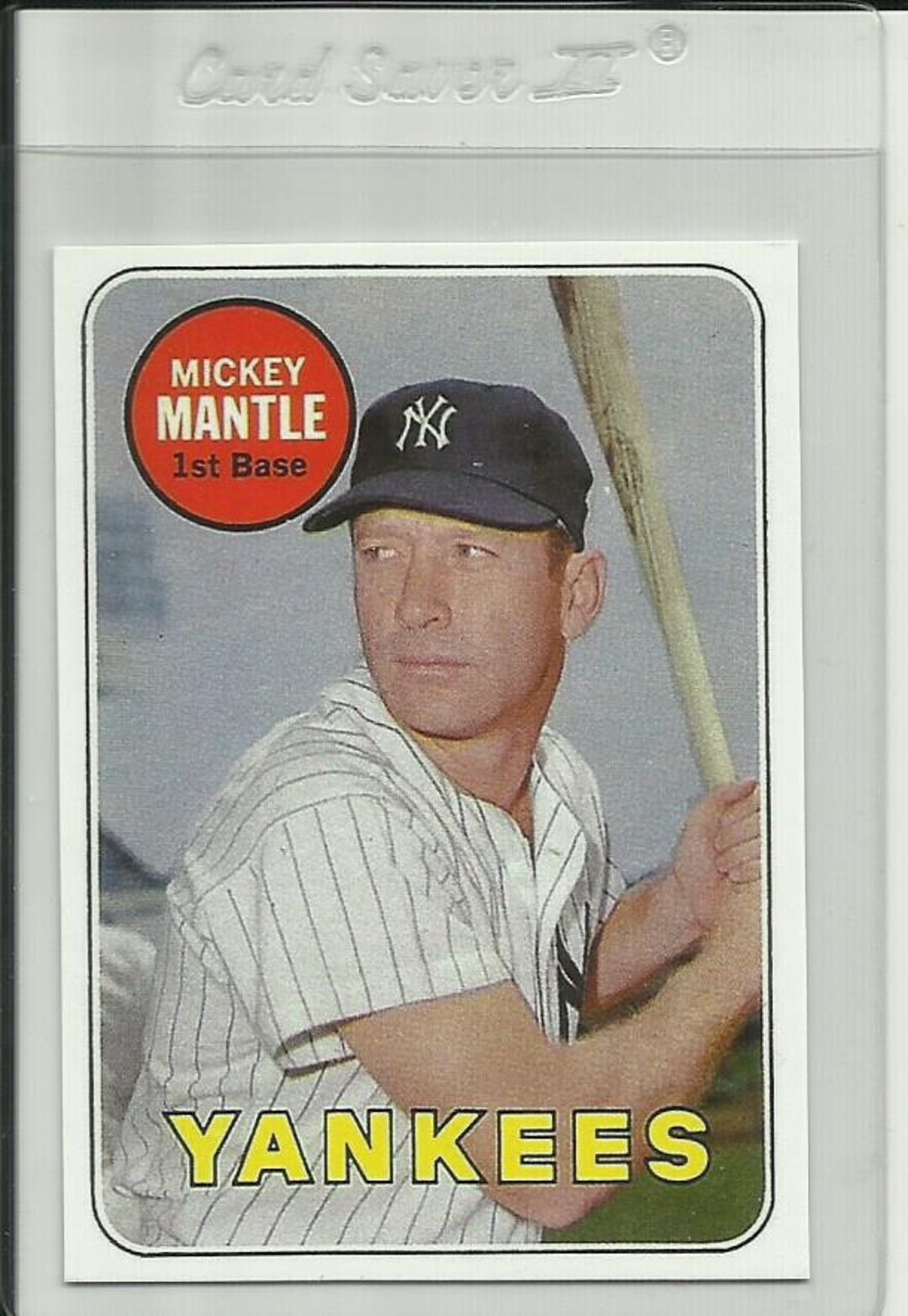 1969 Mickey Mantle Topps Baseball Reprint Card 500 Name in White New ...