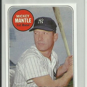 1969 Mickey Mantle Topps Baseball Reprint Card 500 Name in White New ...