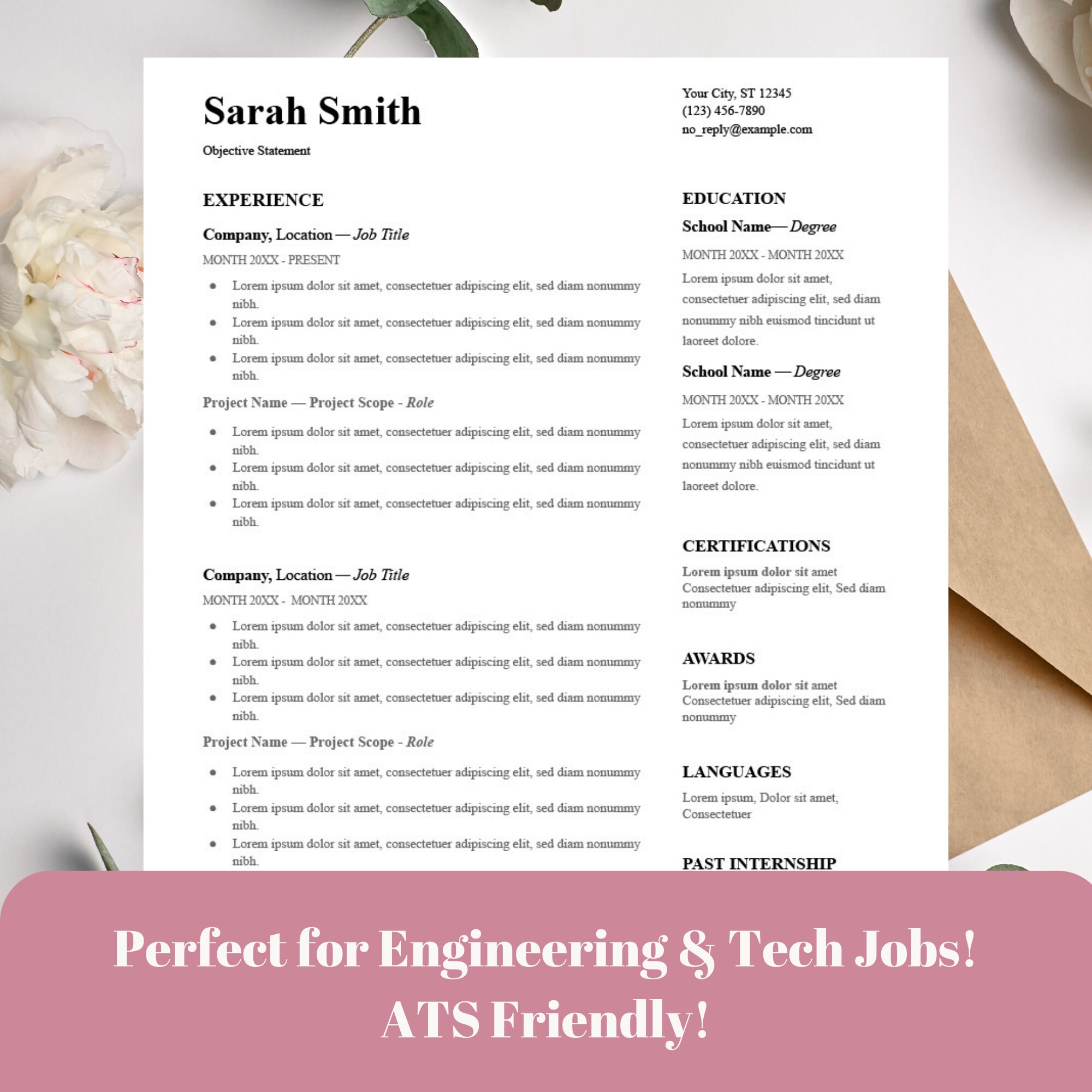 Modern STEM Resume Template With Bonus Checklist - Etsy