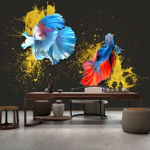 3D Goldfish D394 Removable Wallpaper Self Adhesive Wallpaper Extra ...