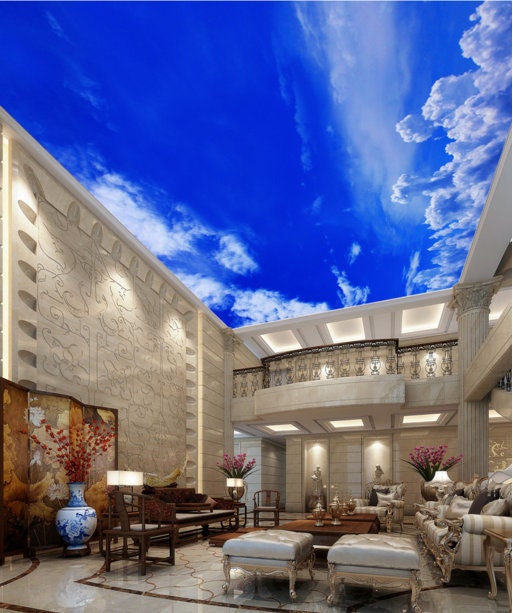 3D Blue Sky And Clouds CA82 Ceiling Wallpaper Removable Self | Etsy