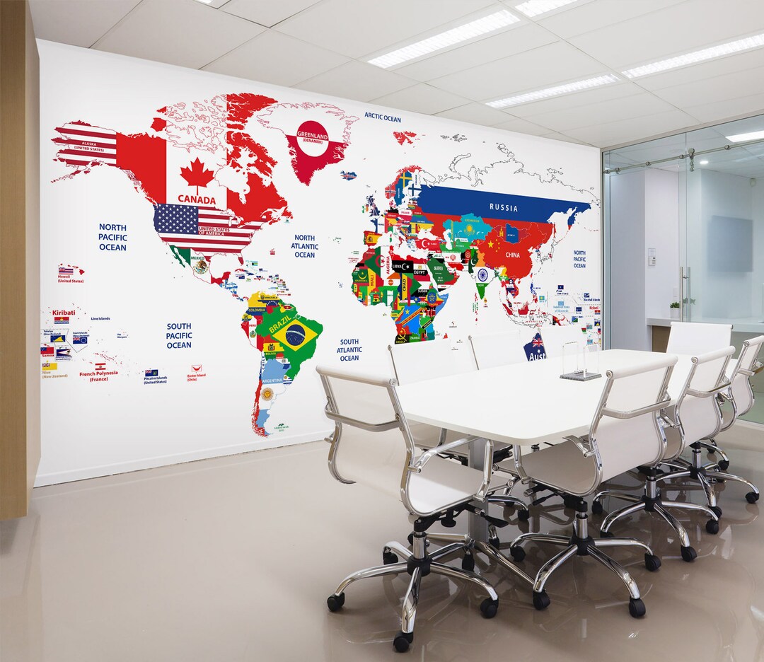 3D Flag Map L1004 Removable Wallpaper Self Adhesive Wallpaper Extra ...