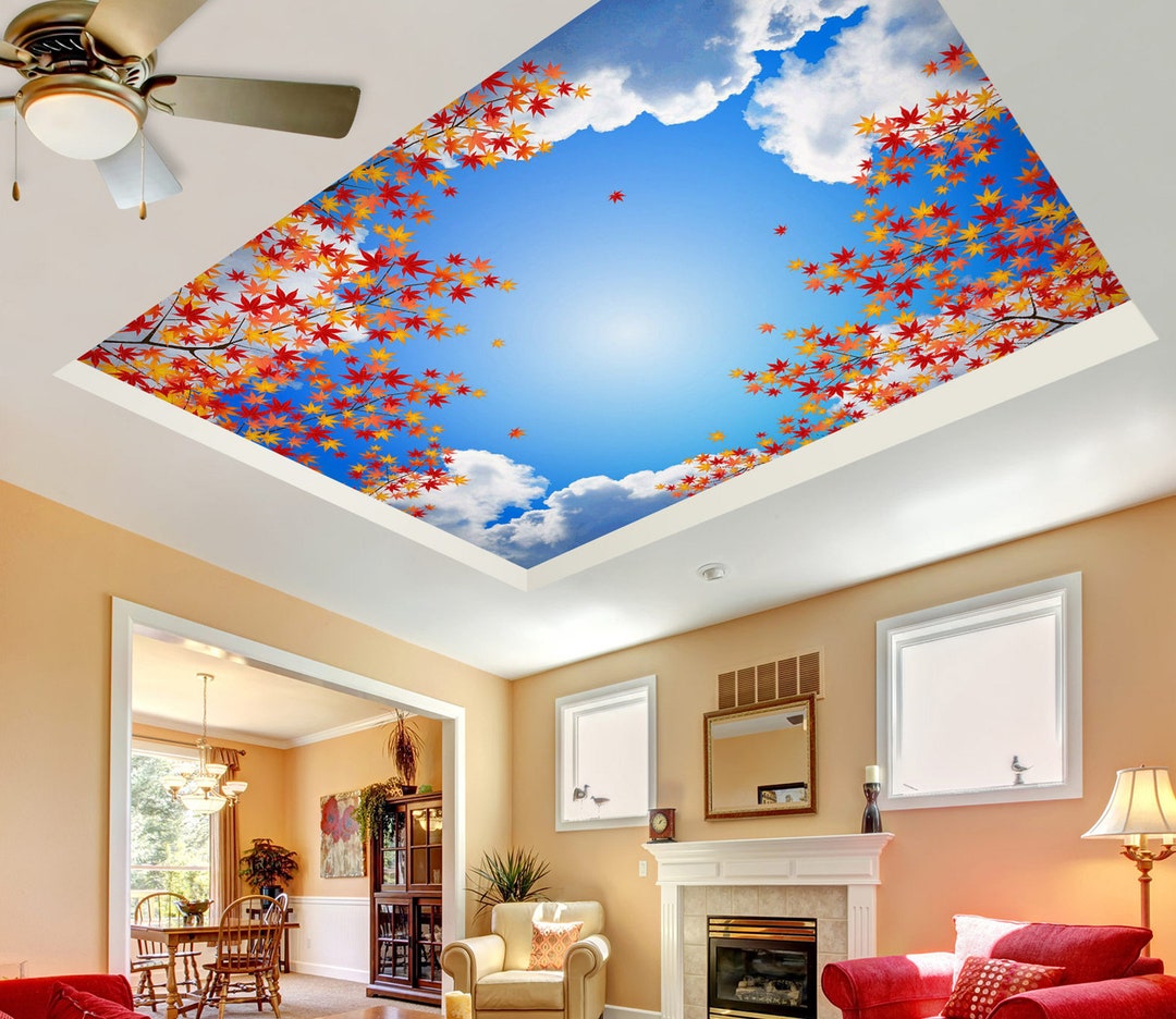 3D Small Autumn Leaves CA826 Ceiling Wallpaper Removable Self Adhesive ...