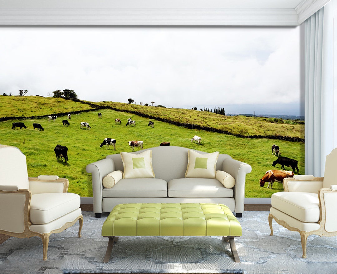 3D Pasture Animal Cow R11397 Removable Wallpaper Self Adhesive ...