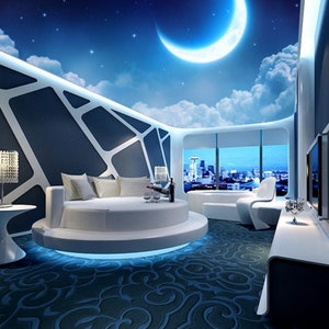 3D Moon With Clouds CA161 Ceiling Wallpaper Removable Self Adhesive ...