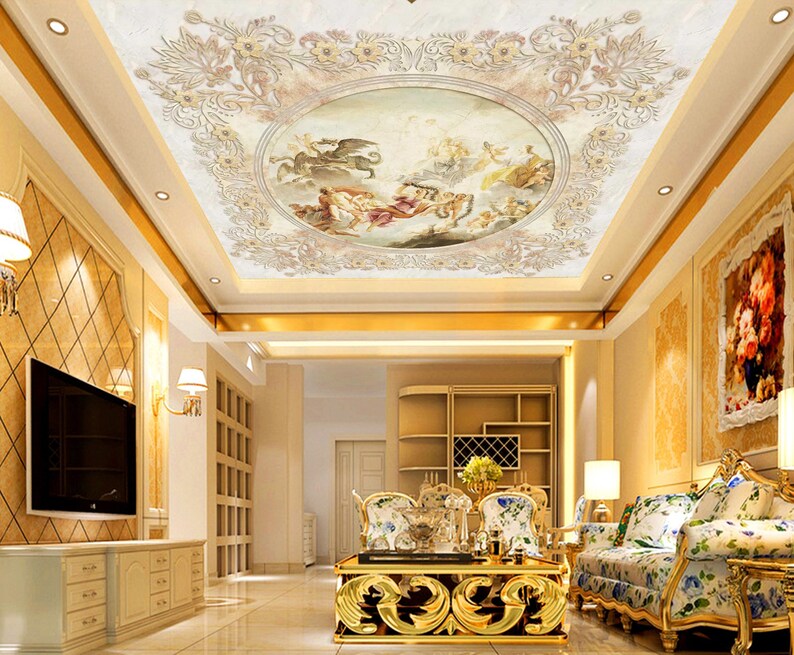 3D Yellow Texture C116 Ceiling Wallpaper Removable Self - Etsy