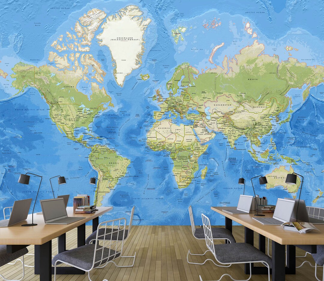 3D Wisdom World Map L1017 Removable Wallpaper Self Adhesive Wallpaper ...
