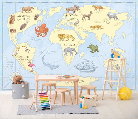 3D Gentle Yellow Map L1006 Removable Wallpaper Self Adhesive - Etsy