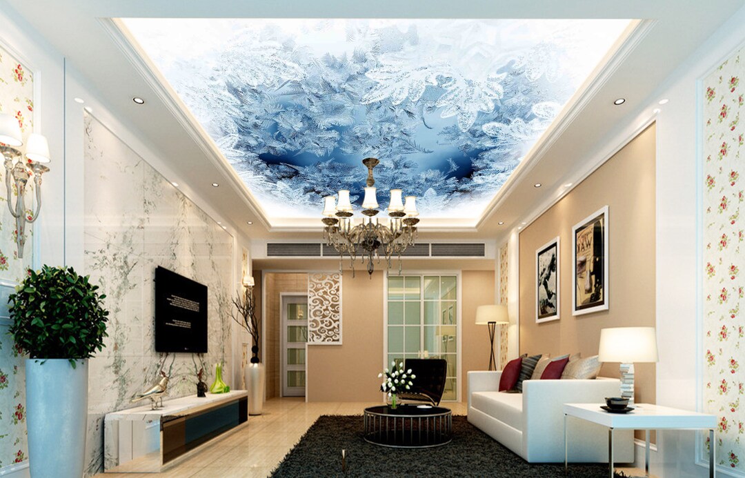 3D White Snowflake C072 Ceiling Wallpaper Removable Self Adhesive ...