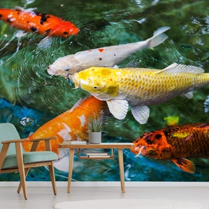 3D Gold Fish A1399 Removable Wallpaper Self Adhesive Wallpaper Extra ...