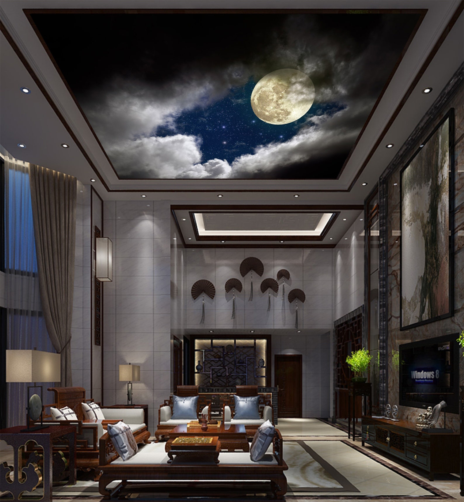 3D White Moon C023 Ceiling Wallpaper Removable Self Adhesive - Etsy