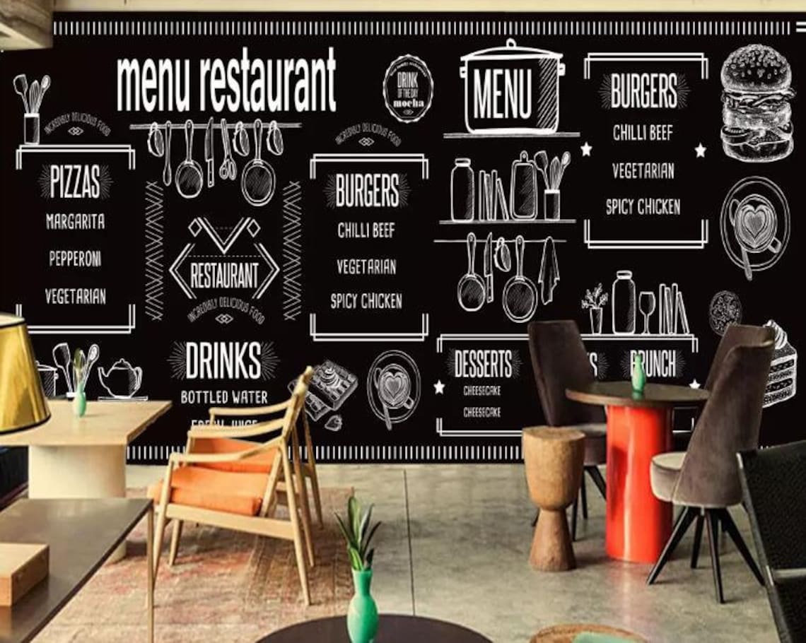 3D Restaurant Menu MMM104 Removable Wallpaper Self Adhesive - Etsy