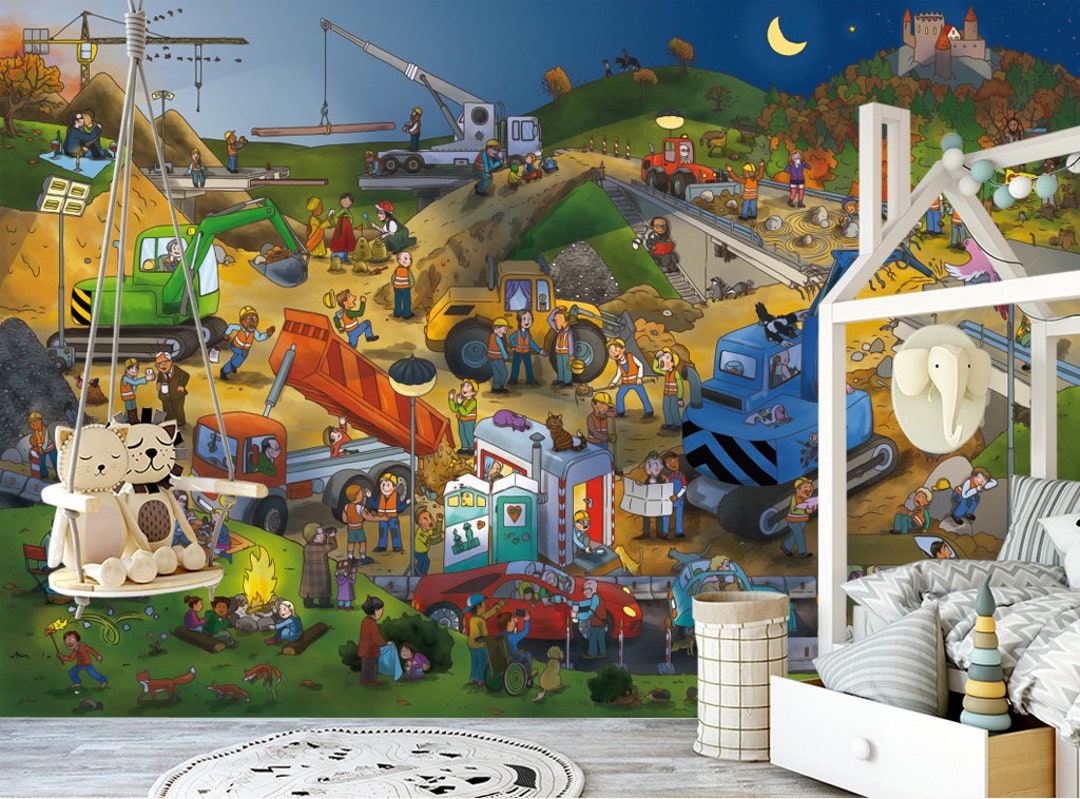 3D Construction Site E374 Removable Wallpaper Self Adhesive Wallpaper ...