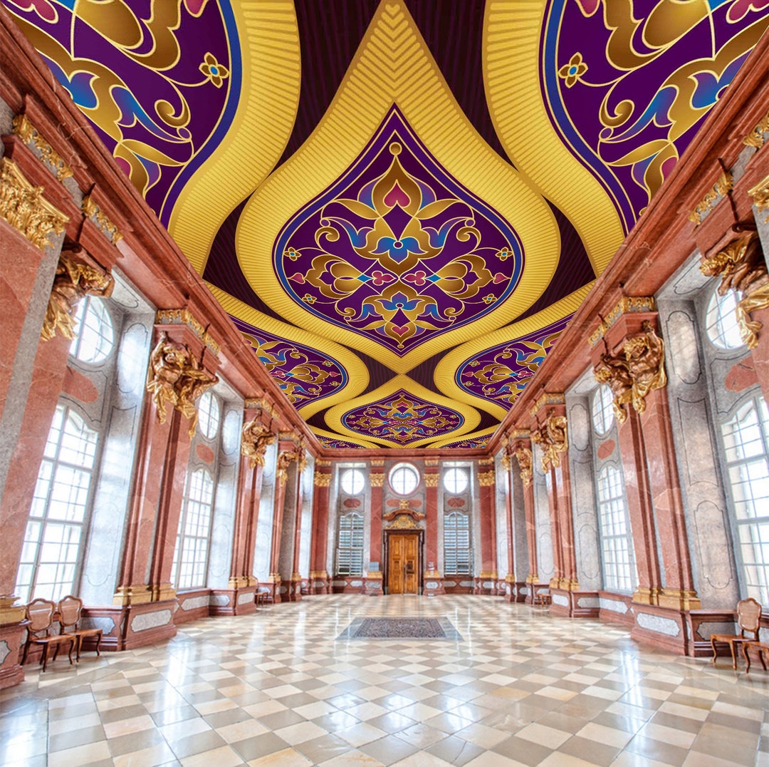 3D Yellow Texture C043 Ceiling Wallpaper Removable Self Adhesive ...