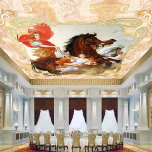 3D Yellow Horse CC083 Ceiling Wallpaper Removable Self Adhesive ...