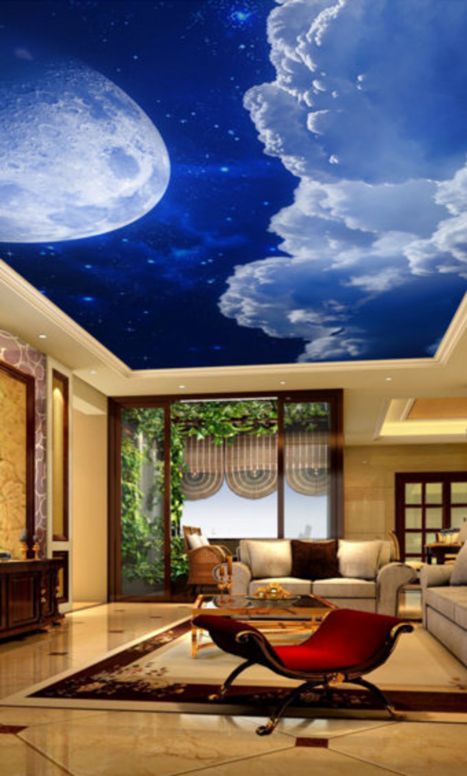 3D Moon and Clouds CA451 Ceiling Wallpaper Removable Self - Etsy