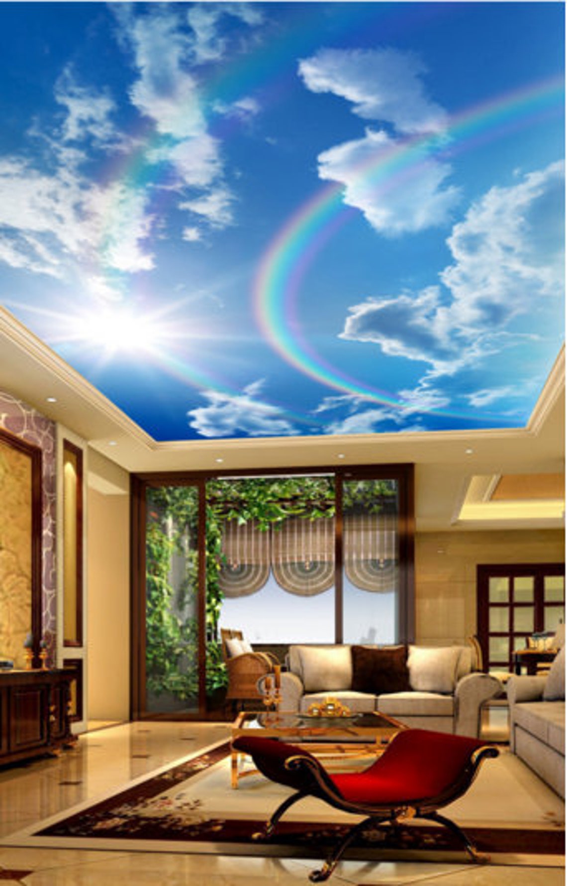 3D Sky and Rainbow CA380 Ceiling Wallpaper Removable Self - Etsy