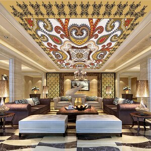 3D Yellow Texture C059 Ceiling Wallpaper Removable Self Adhesive ...