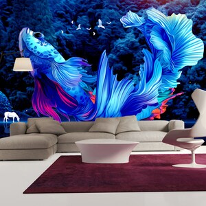 3D Goldfish D383 Removable Wallpaper Self Adhesive Wallpaper Extra ...