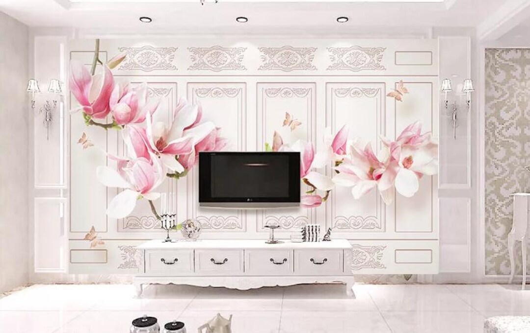 3D Pink Flowers E186 Removable Wallpaper Self Adhesive Wallpaper Extra ...