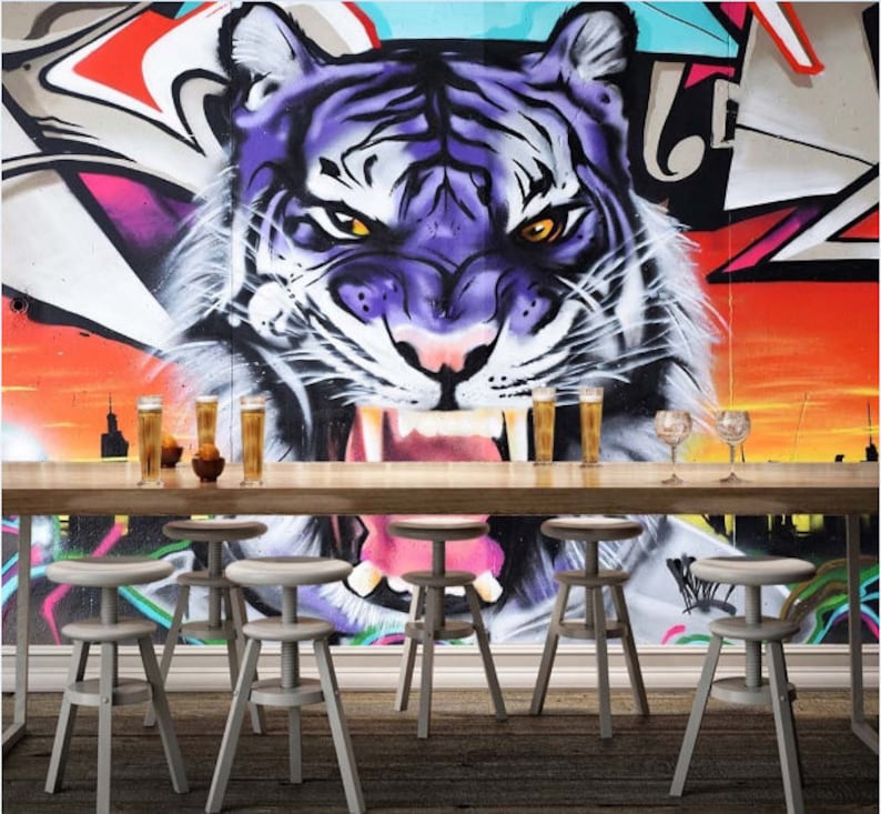 3D Tiger Graffiti C103 Removable Wallpaper Self Adhesive | Etsy