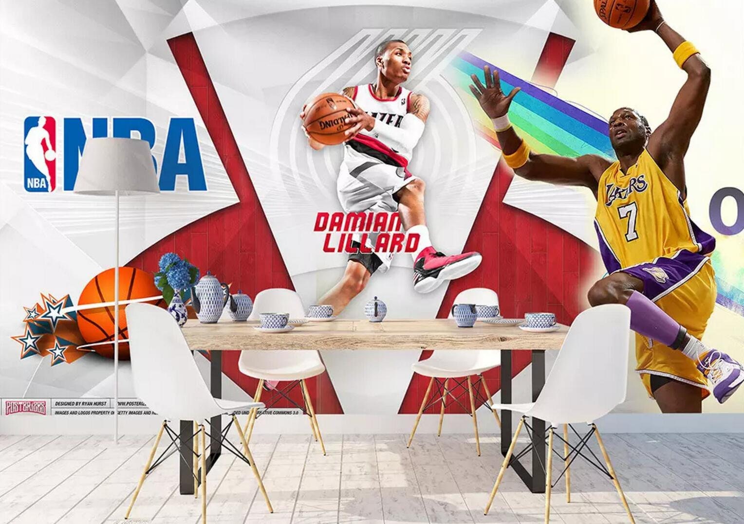 3D NBA Basketball A411 Removable Wallpaper Self Adhesive Wallpaper ...