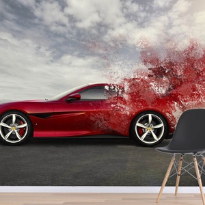 3D Red Super Car R4183 Removable Wallpaper Self Adhesive Wallpaper ...